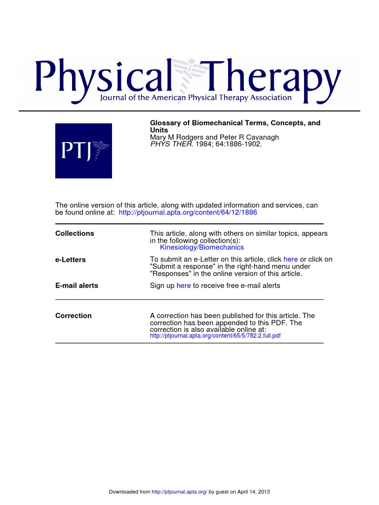 Glossary of Biomechanical Terms, Concepts and Units | PDF | Lever ...