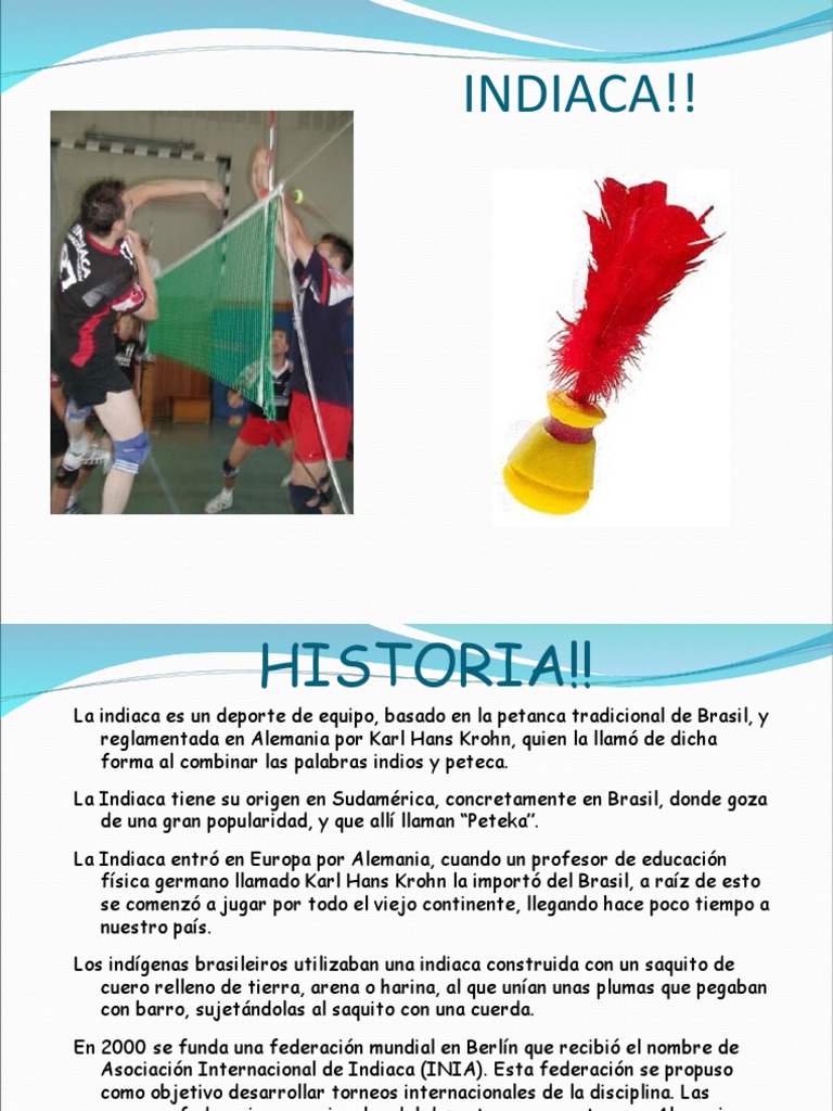 Historia y Reglas del Juego de Indiaca | PDF | Entretenimiento (general ...