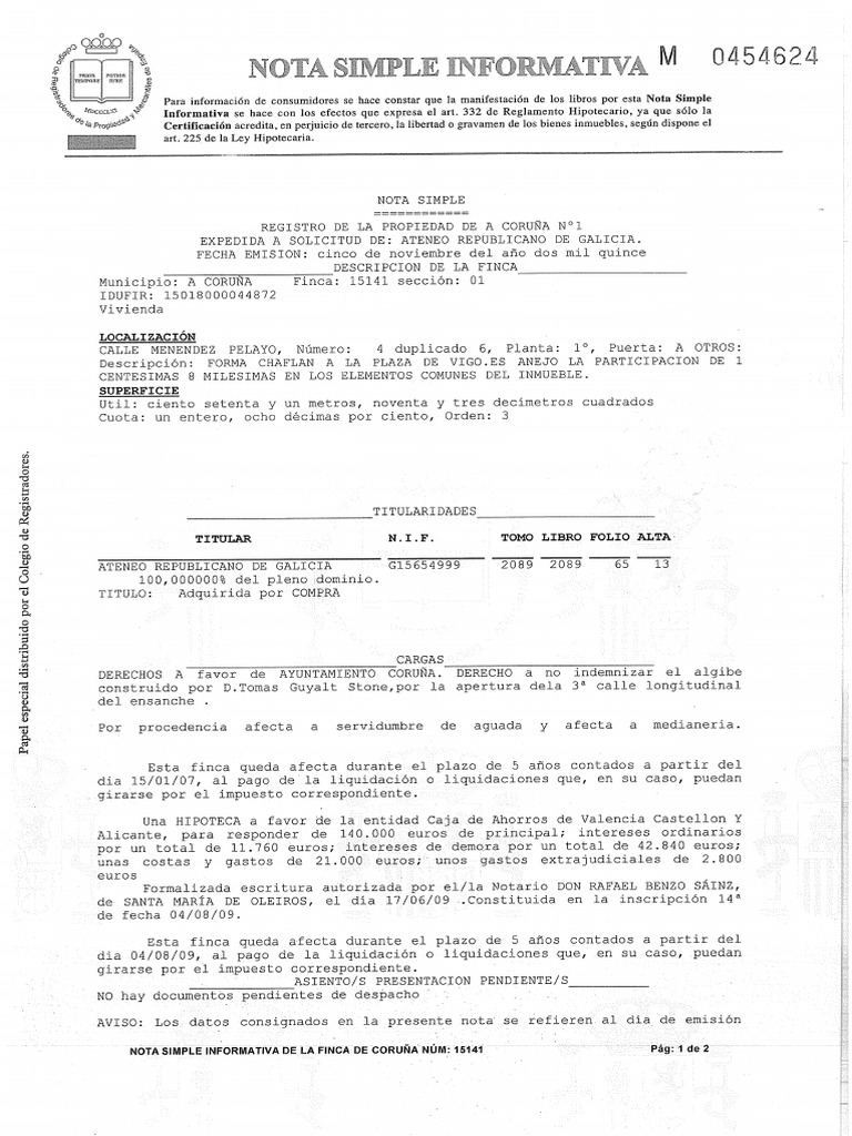 Nota Simple y Catastro | PDF
