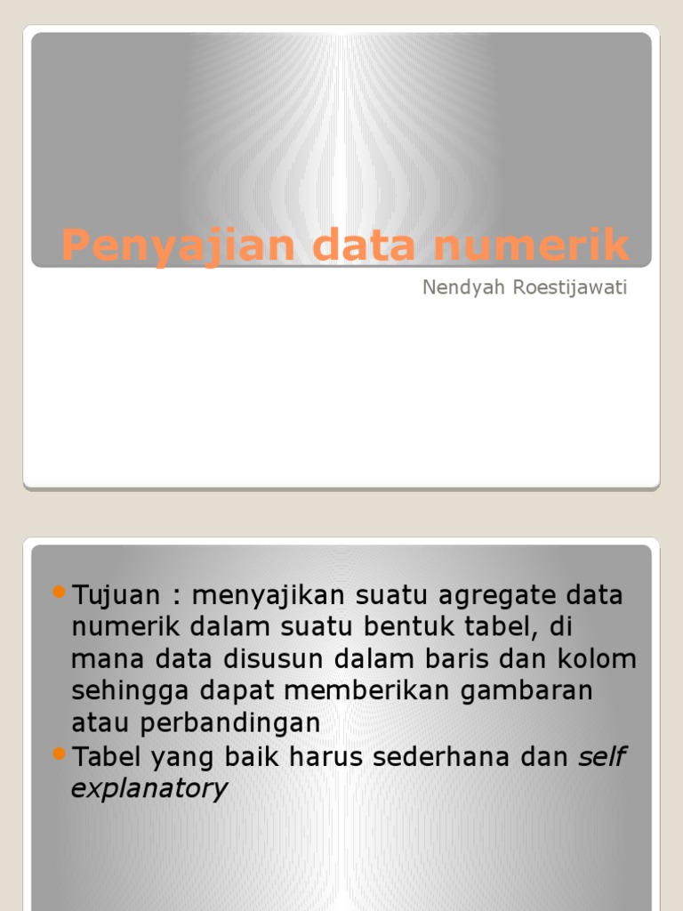 Penyajian Data Numerik dalam Tabel | PDF
