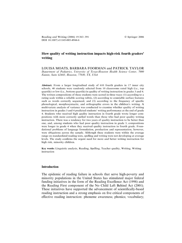 How Quality of Writing Instruction | PDF | Consonant | English Language