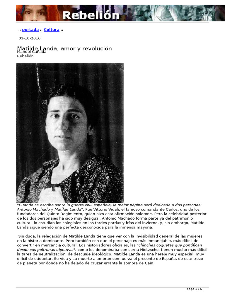 Matilde Landa, Amor y Revolución | PDF | Prisión | Fascismo