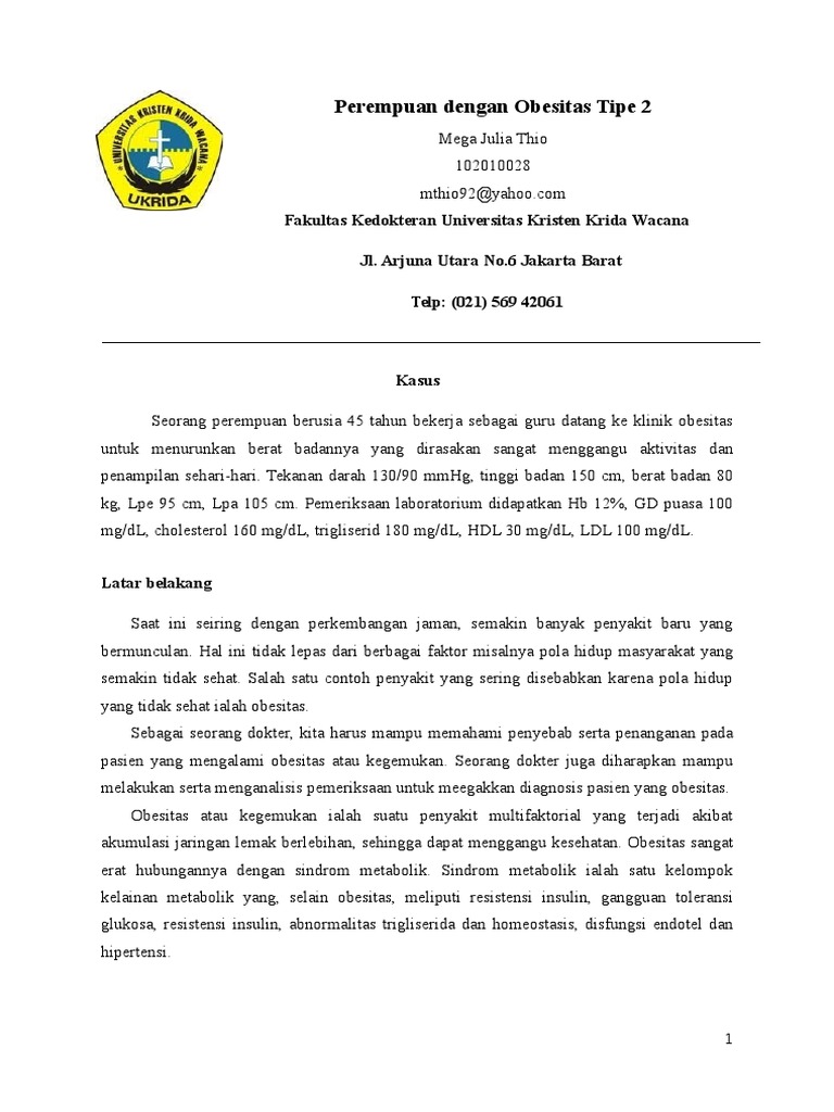 Obesitas Tipe 2 Dengan Sindrom Metabolik | PDF | Kesehatan Holistik