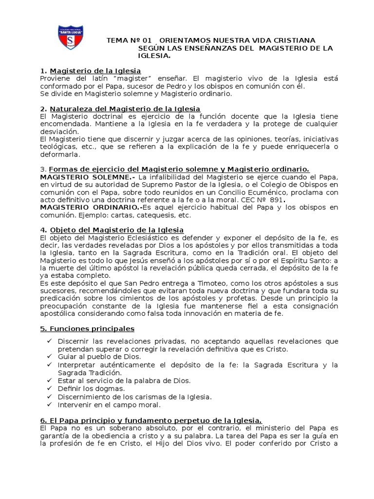 Magisterio de La Iglesia | PDF | Papa | Iglesia Católica