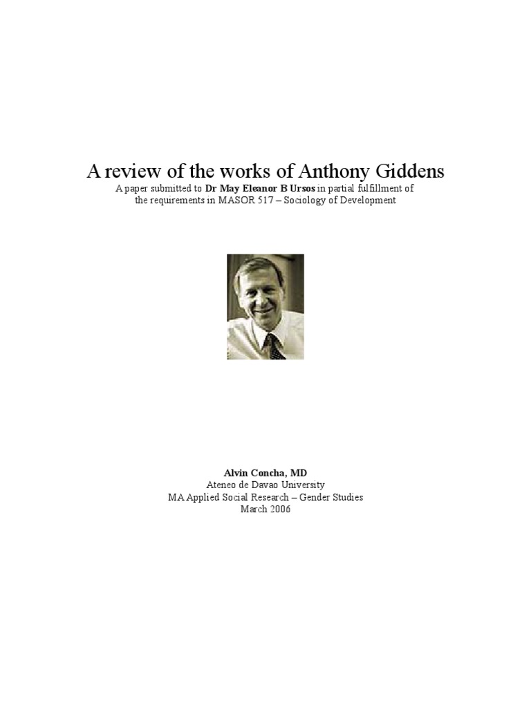 A Review of The Works of Anthony Giddens | PDF | Sociology ...