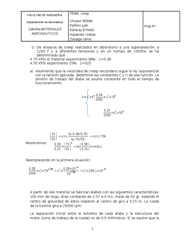 Análisis de Creep en Superaleaciones | PDF | Viscoelasticidad ...