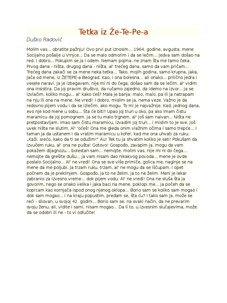 Tetka Iz Ztpa | PDF