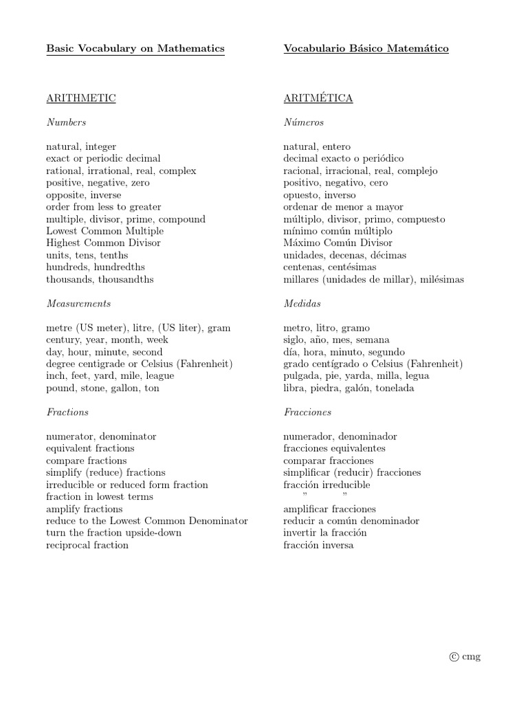 Vocabulário Básico de Matemática | PDF | Polítopo | Fração (Matemática)