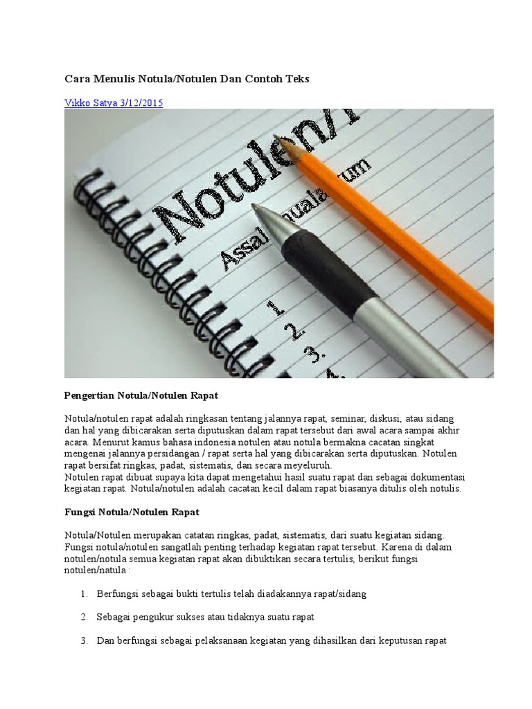 Cara Menulis Notula | PDF