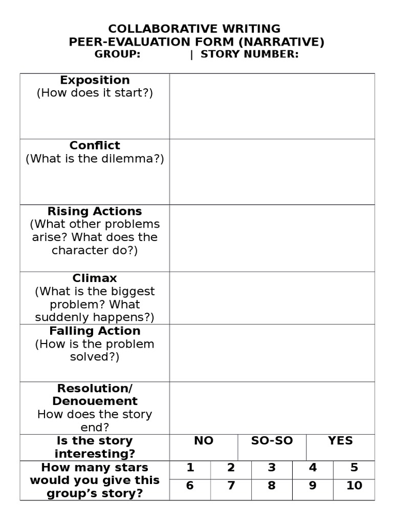 Collaborative Narrative - Peer-Evaluation Sheet