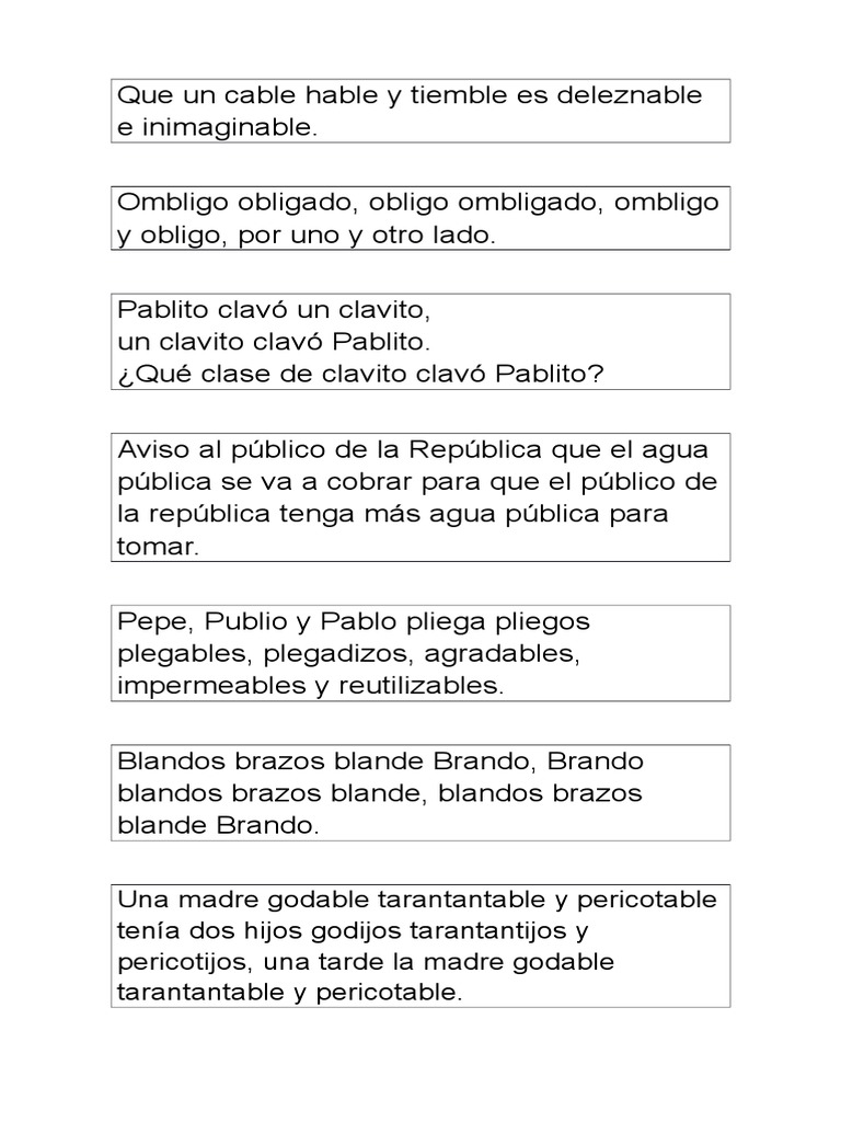 Trabalenguas BL | PDF