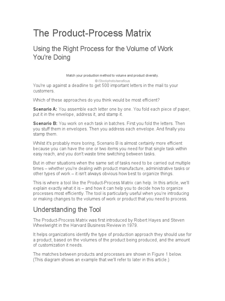 The Product-Process Matrix | PDF | Sugar | Standardization