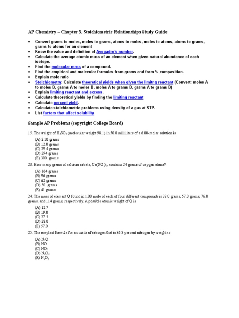 AP Chapter 3b - Stoichiometry | PDF | Mole (Unit) | Stoichiometry