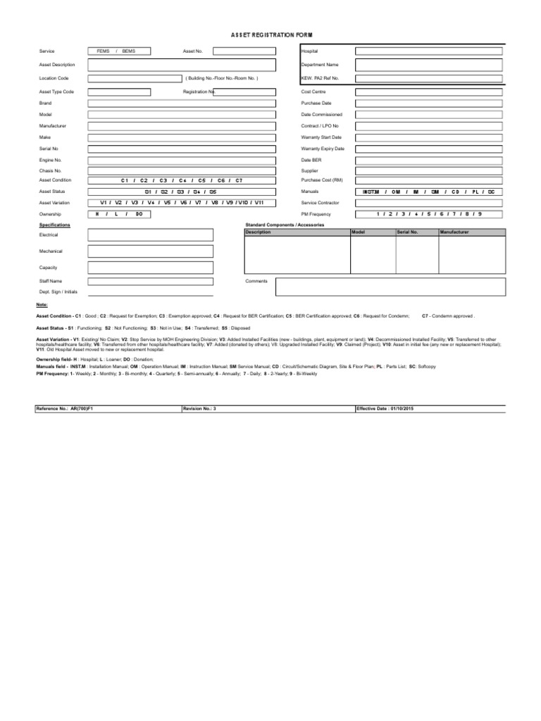 Asset Registration Form Template | PDF