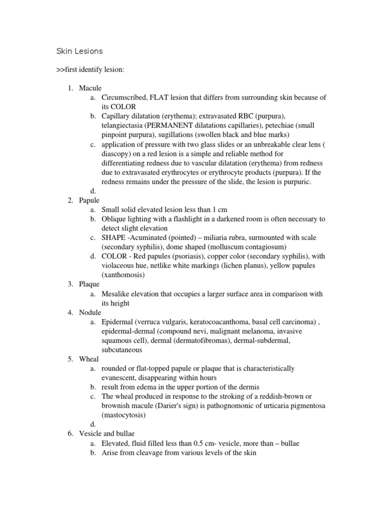 Derma Notes | PDF | Cutaneous Conditions | Skin