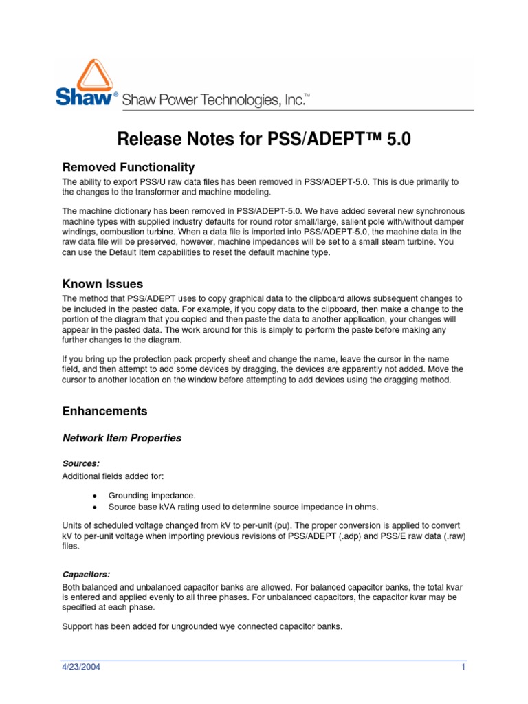 Release Notes For PSS/ADEPT™ 5.0: Removed Functionality | PDF ...