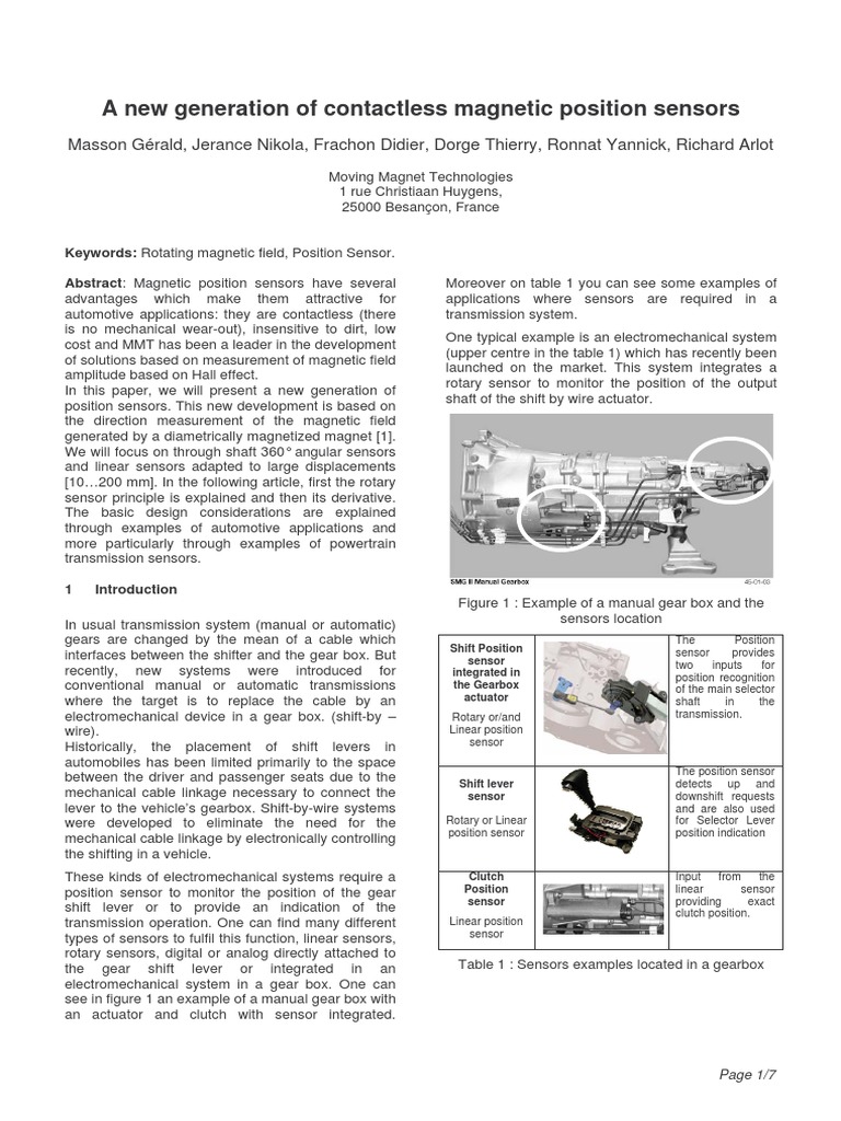 A New Generation of Contactless Magnetic Position Sensors | PDF ...