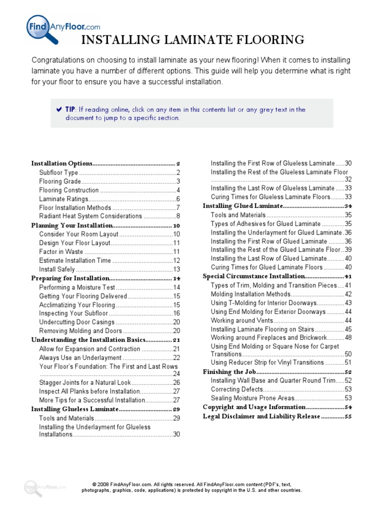 Installing Laminate Flooring: TIP: If Reading Online, Click On Any Item ...
