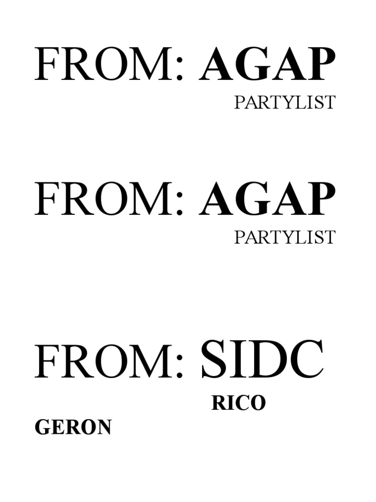 From: Agap From: Agap: Partylist | PDF