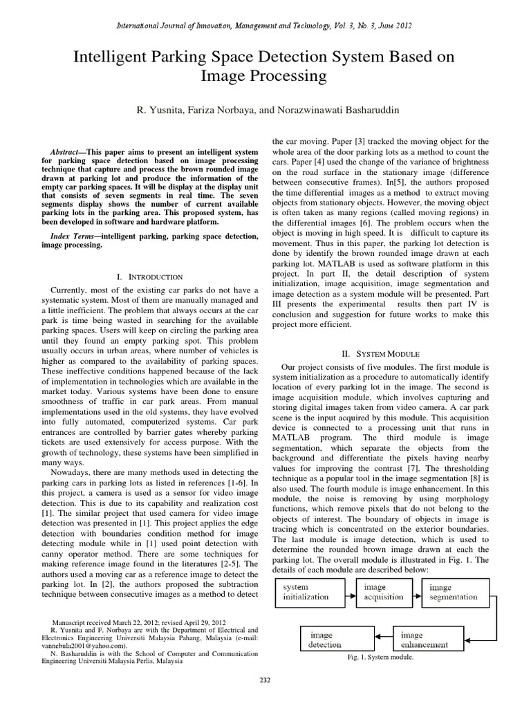 Intelligent Parking Space Detection System Based On Pdf Parking