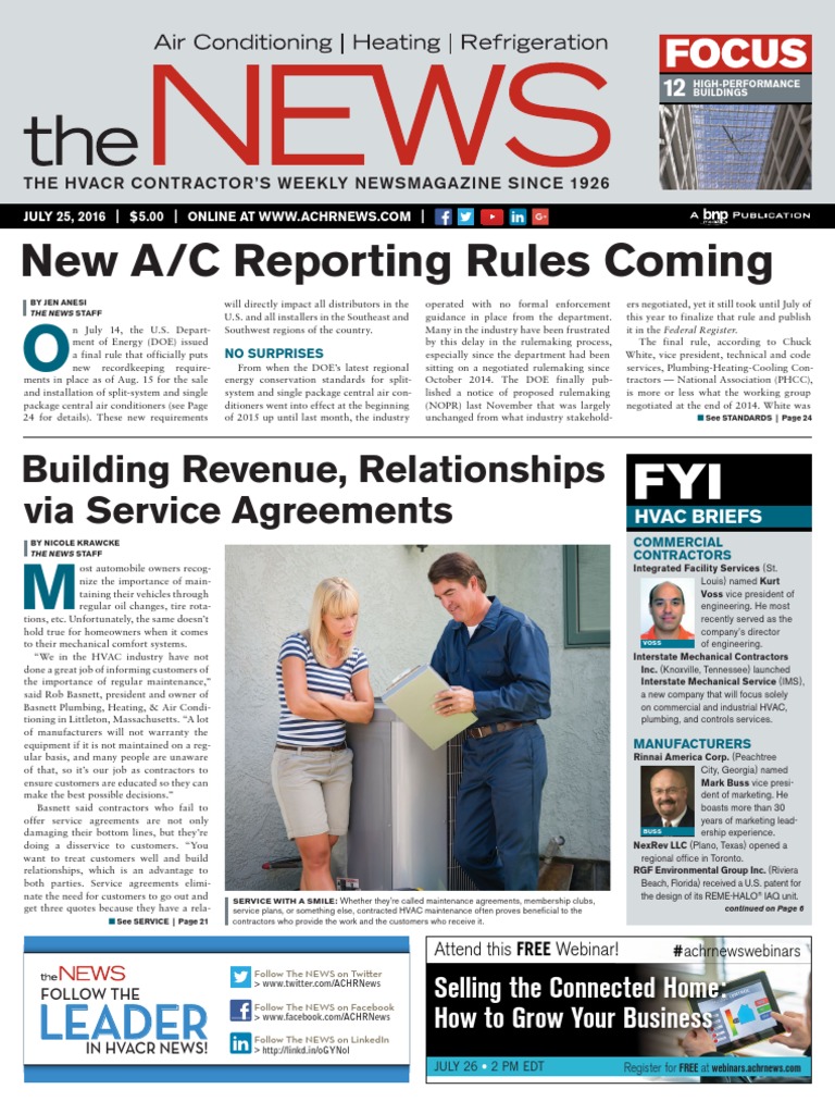 The News - HVACR Contractor Weekly Magazine - 25 Jul 2016 | PDF | Hvac ...