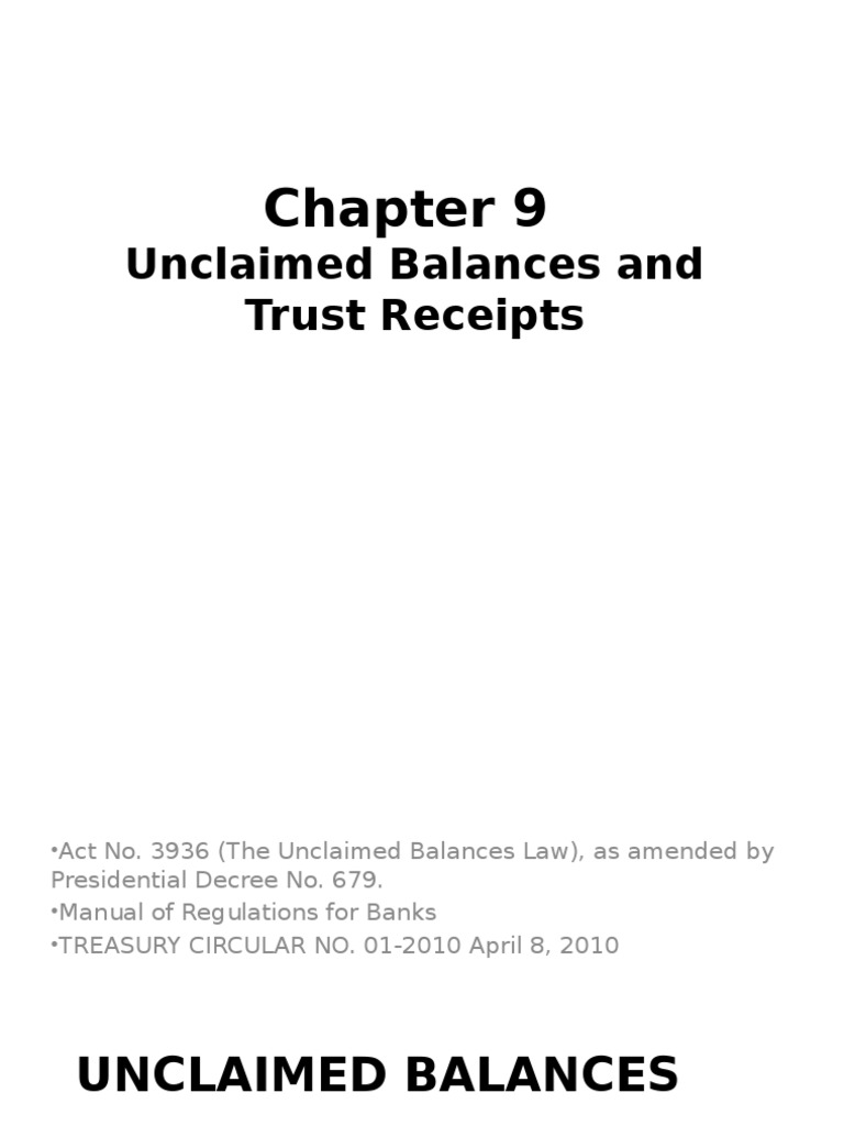 Banking: Unclaimed Balances and Trust Receipts | PDF | Security ...