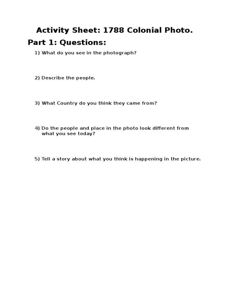 Colonial Immigration Activity Sheet | PDF