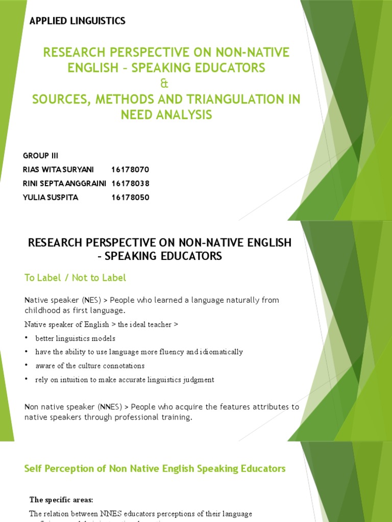Research Perspective On Non-Native English - Speaking Educators | PDF ...