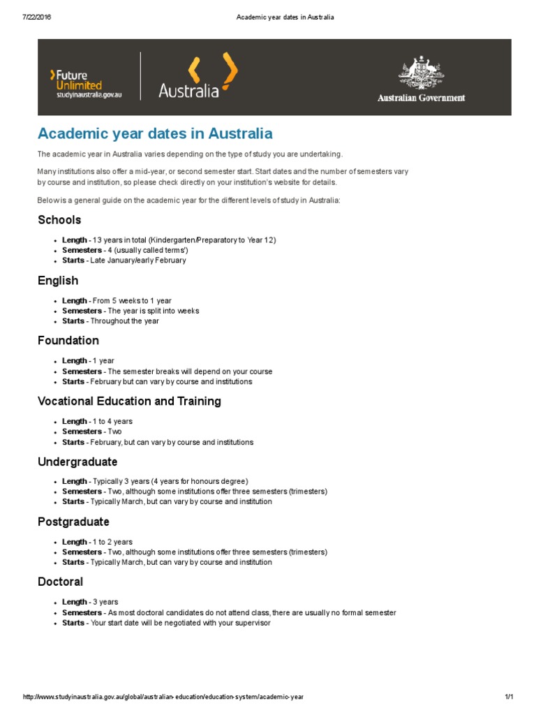 Australian Academic Year Overview | PDF | Foreign Language Studies
