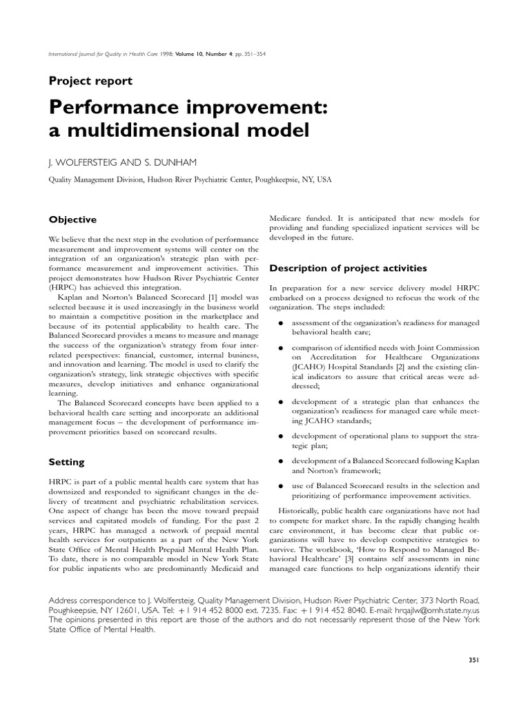 Performance Improvement: A Multidimensional Model: Project Report | PDF ...
