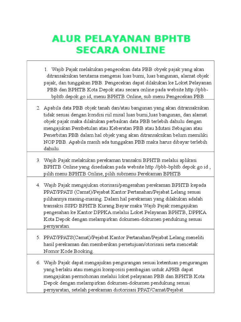 Alur Pelayanan BPHTB Secara Online | PDF | Pengelolaan Keuangan & Uang