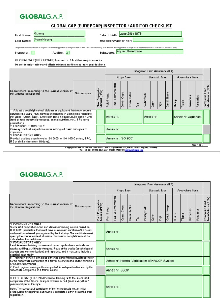 Application Form Global GAP | PDF | Hazard Analysis And Critical ...