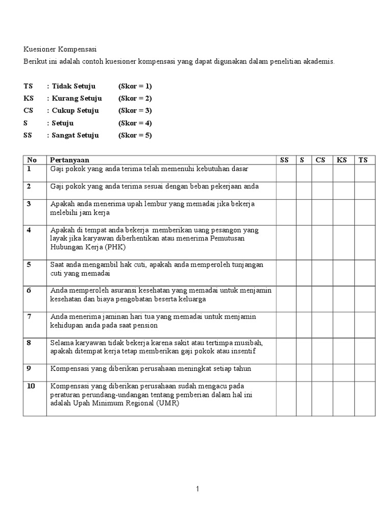 Contoh Kuisoner | PDF