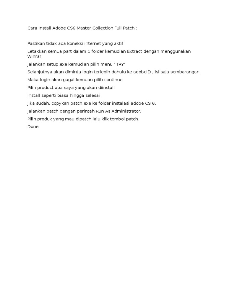 Cara Install Adobe CS6 Master Collection Full Patch | PDF | Komputer
