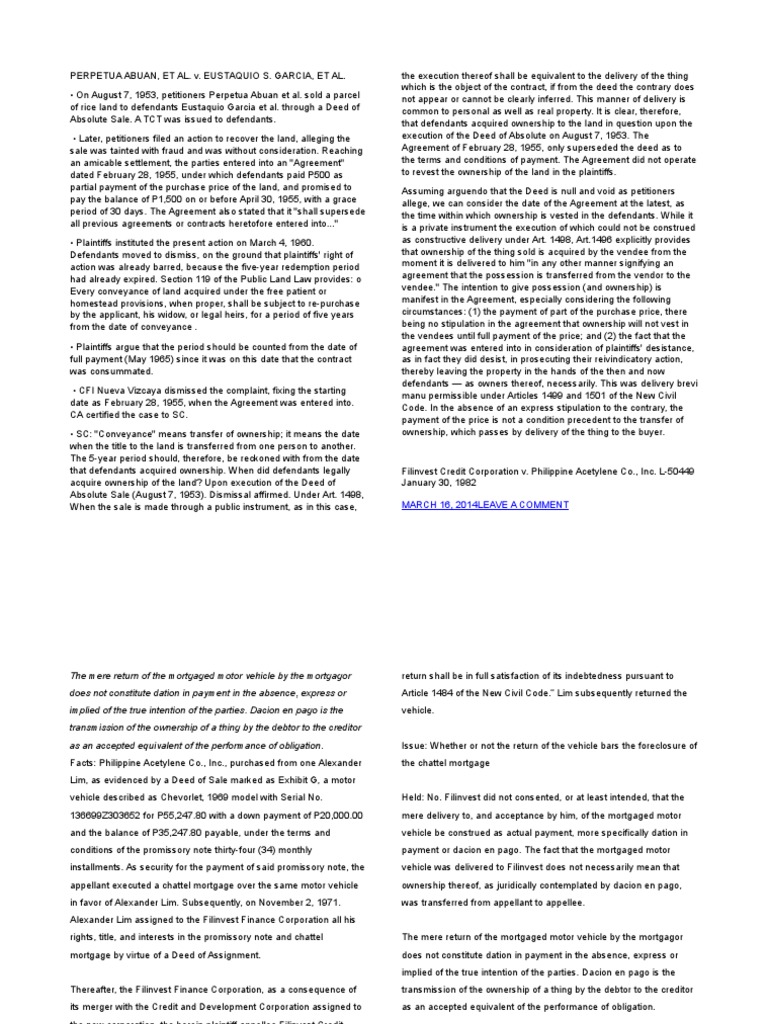 Perfected Contract of Sale | PDF | Title (Property) | Mortgage Law