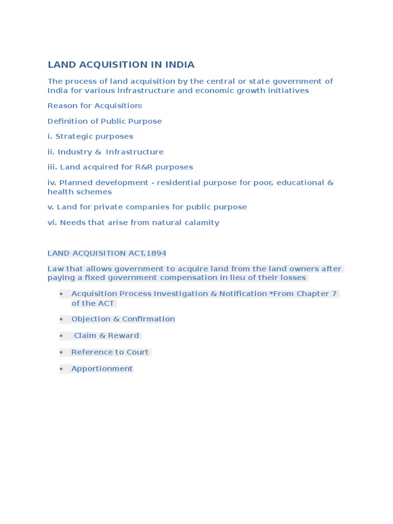 Land Acquisition in India | PDF | Government Information | Economies