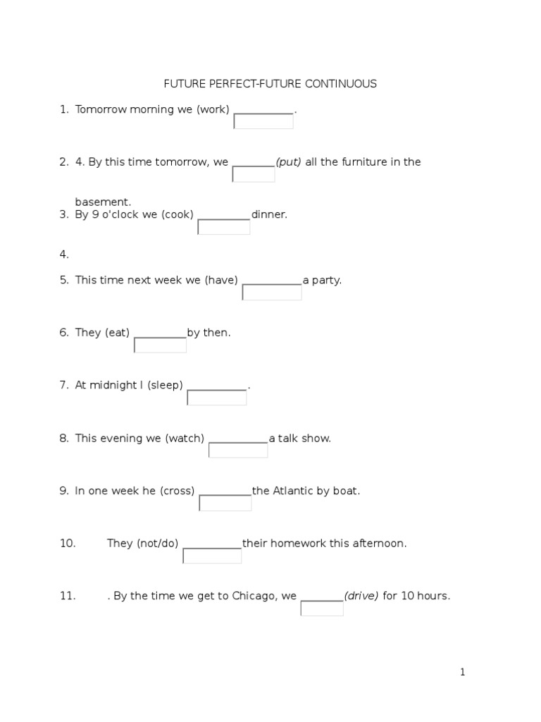 Future Perfect Exercises | PDF | Leisure