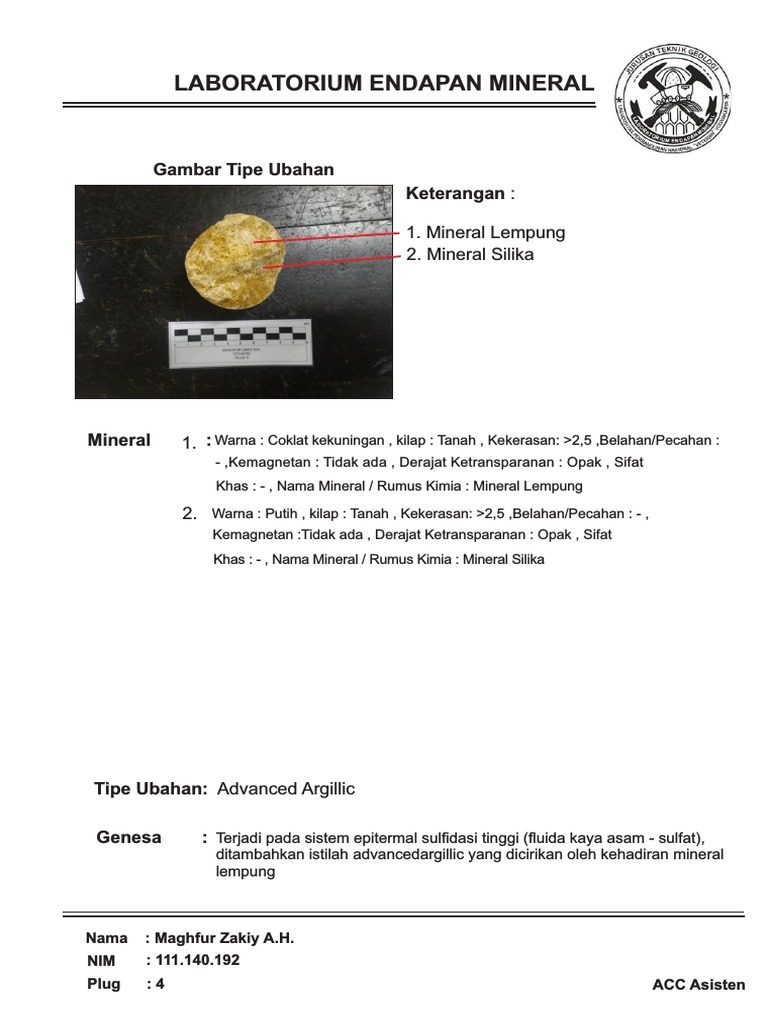 Deskripsi Filik & Advanced Argillic | PDF