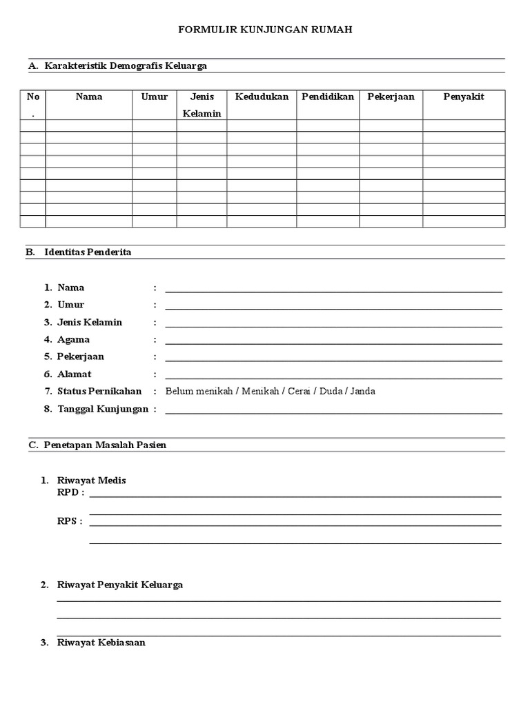 Formulir Kunjungan Rumah | PDF