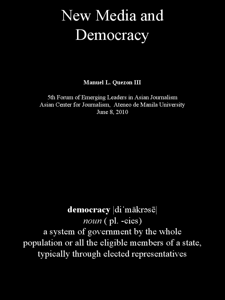 New Media and Democracy | PDF | Mass Media | Popular Culture & Media ...