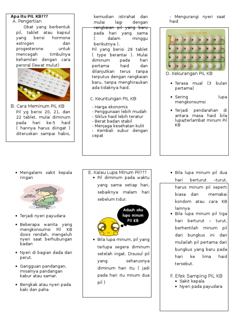 Leaflet Kontrasepsi Pil KB | PDF