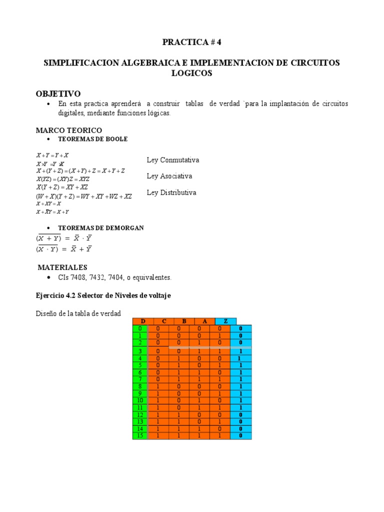Lab 4 Digital | PDF | Puerta lógica | Lógica matemática