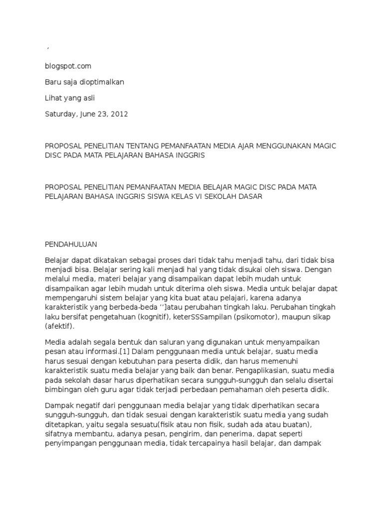 Pemanfaatan Magic Disc dalam Pembelajaran Inggris | PDF