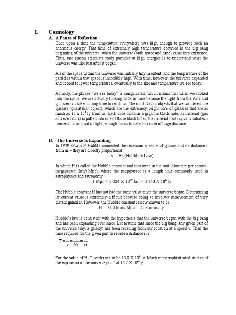 Cosmology | PDF | Universe | Big Bang