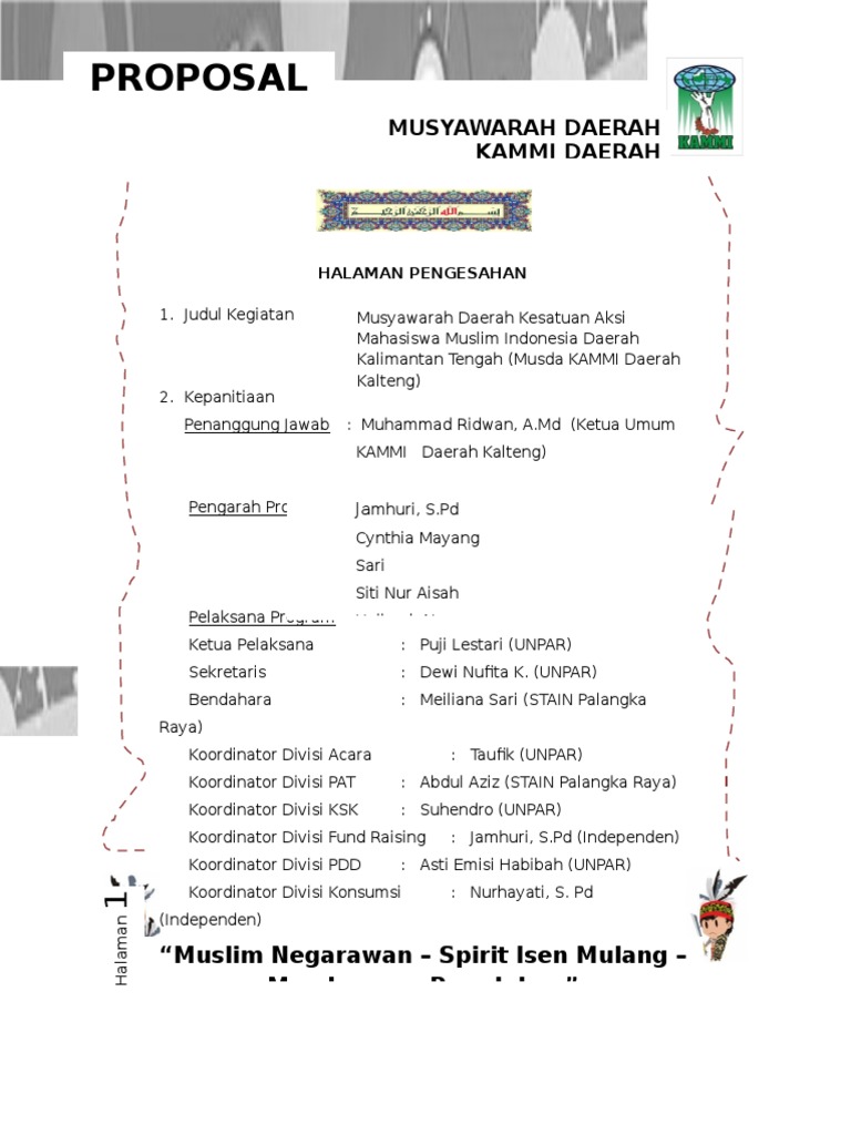 Proposal Musda KAMMI Kalteng 2010 | PDF | Politik | Ilmu Sosial