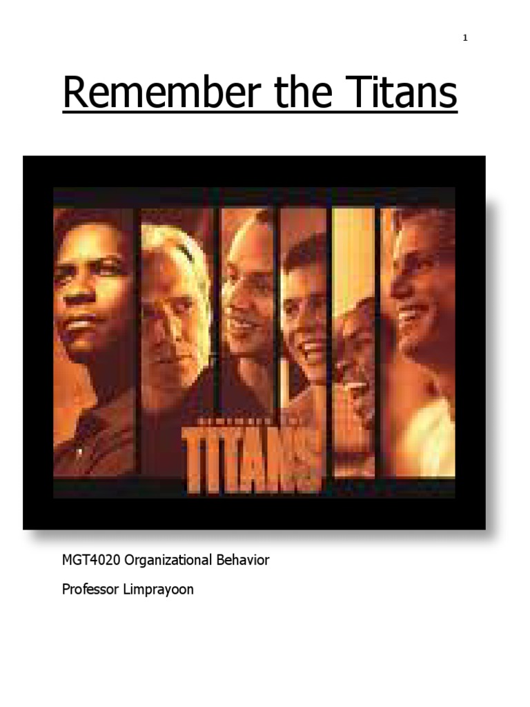 Remember The Titans MGT4020 Organization PDF | PDF | Leadership ...