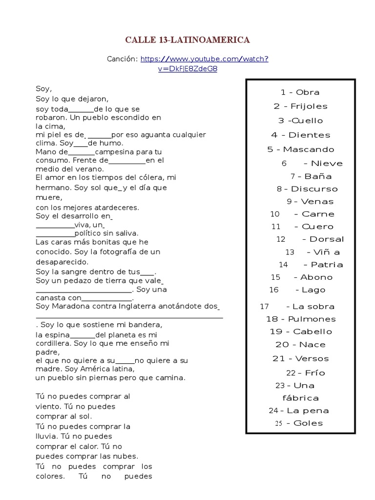 Calle 13: "Latinoamérica" y su Significado | PDF | Américas | Diego ...