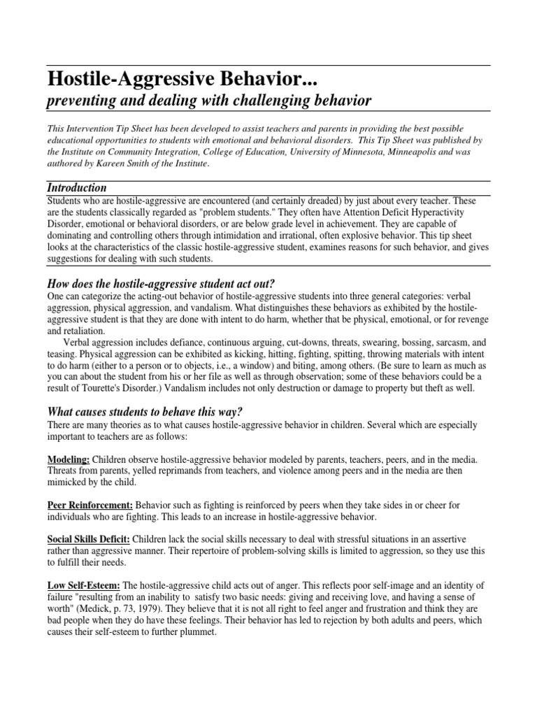 Hostile Aggression | Aggression | Anger