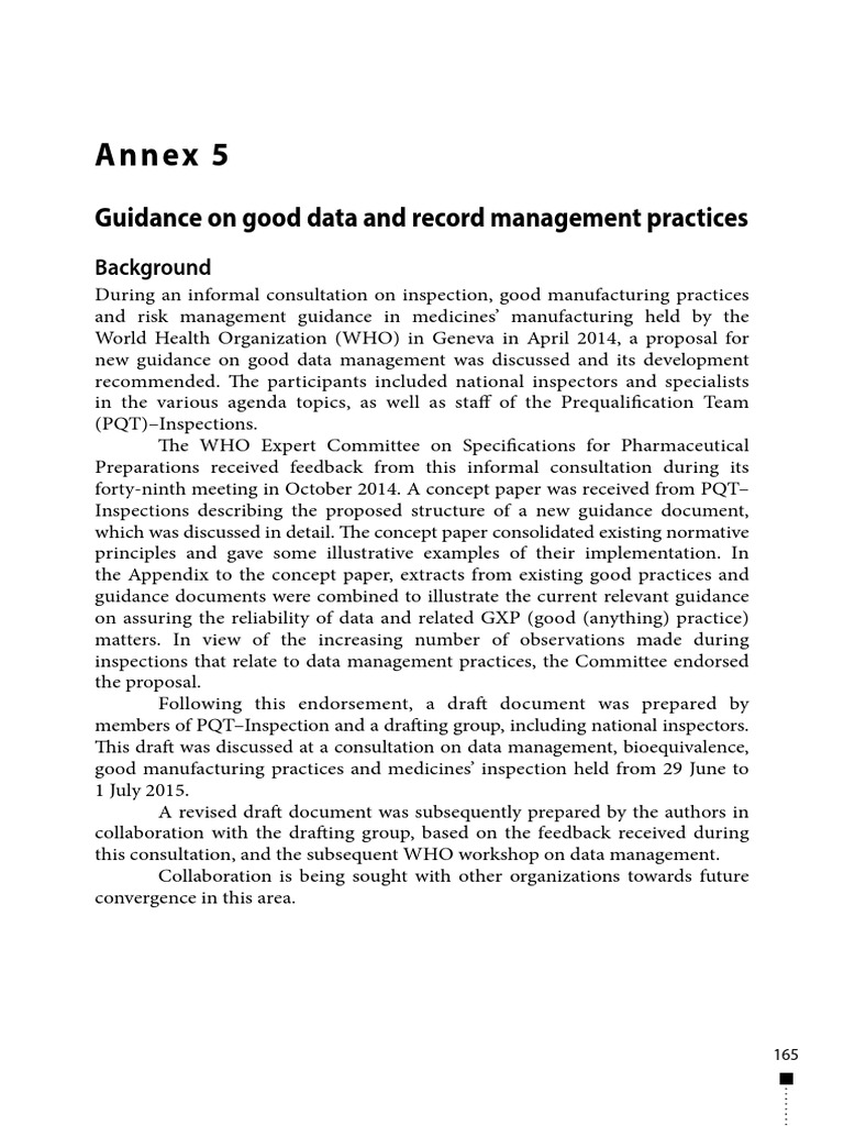 WHO - TRS - 996 - Annex05 Guidance On Good Data and Record Management ...