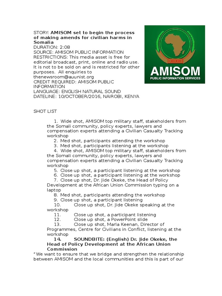 AMISOM Set To Begin The Process of Making Amends For Civilian Harms in ...